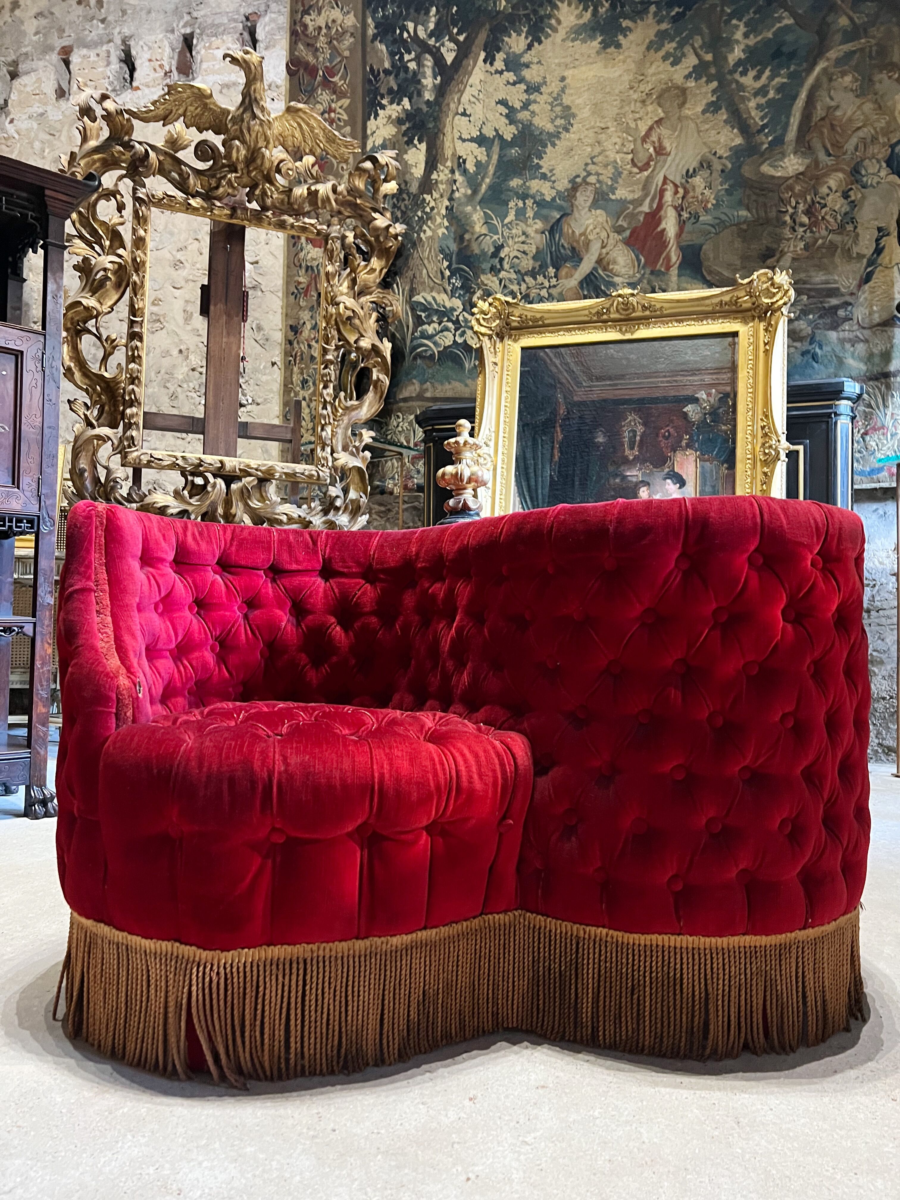 Indiscret en velour rouge et bois doré d’époque napoléon iii | Selency