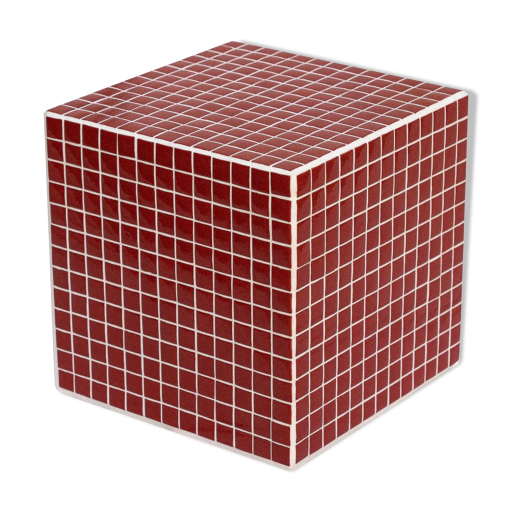 Cube rouge table d'appoint 33x33 cm | Selency