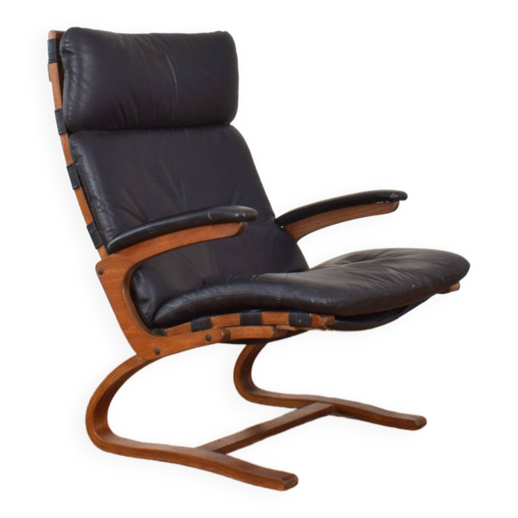 Fauteuil lounge norvégien vintage par Elsa et Nordahl Solheim pour Rybo ...