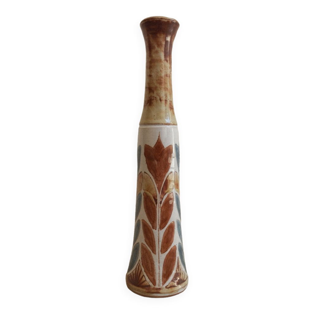 Vase de Jean Claude Malarmey à décor floral | Selency