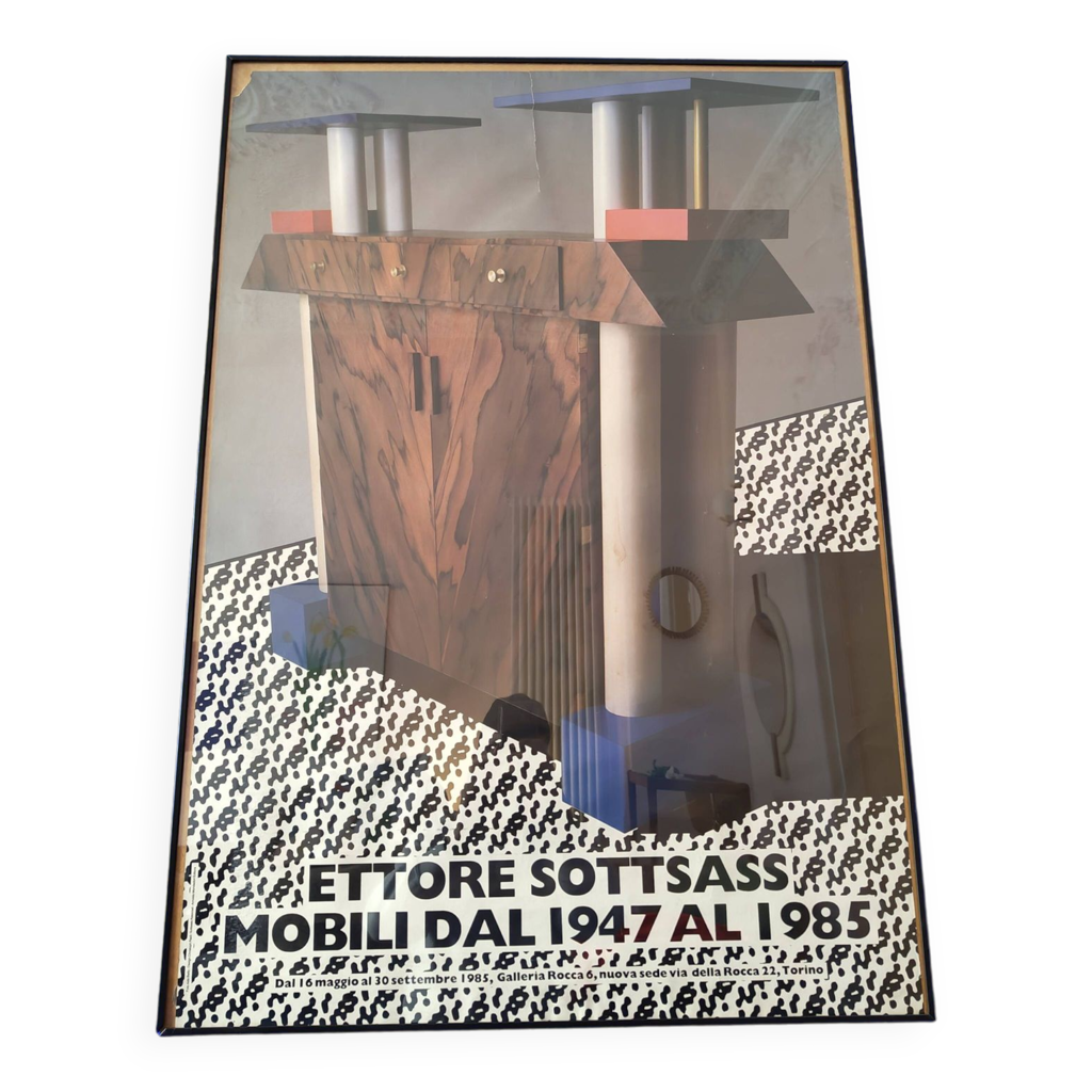 Rare affiche de Ettore Sottsass Turin années 80 postmoderne | Selency