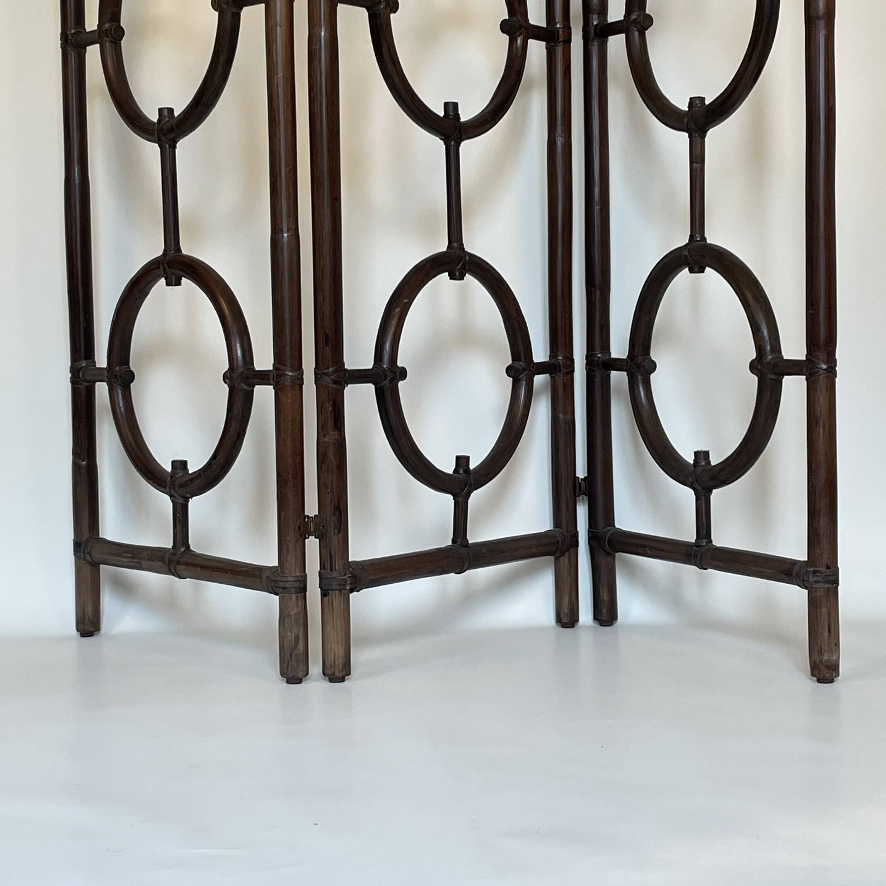 Decorative screen design of the 70s in rattan and leather | Selency