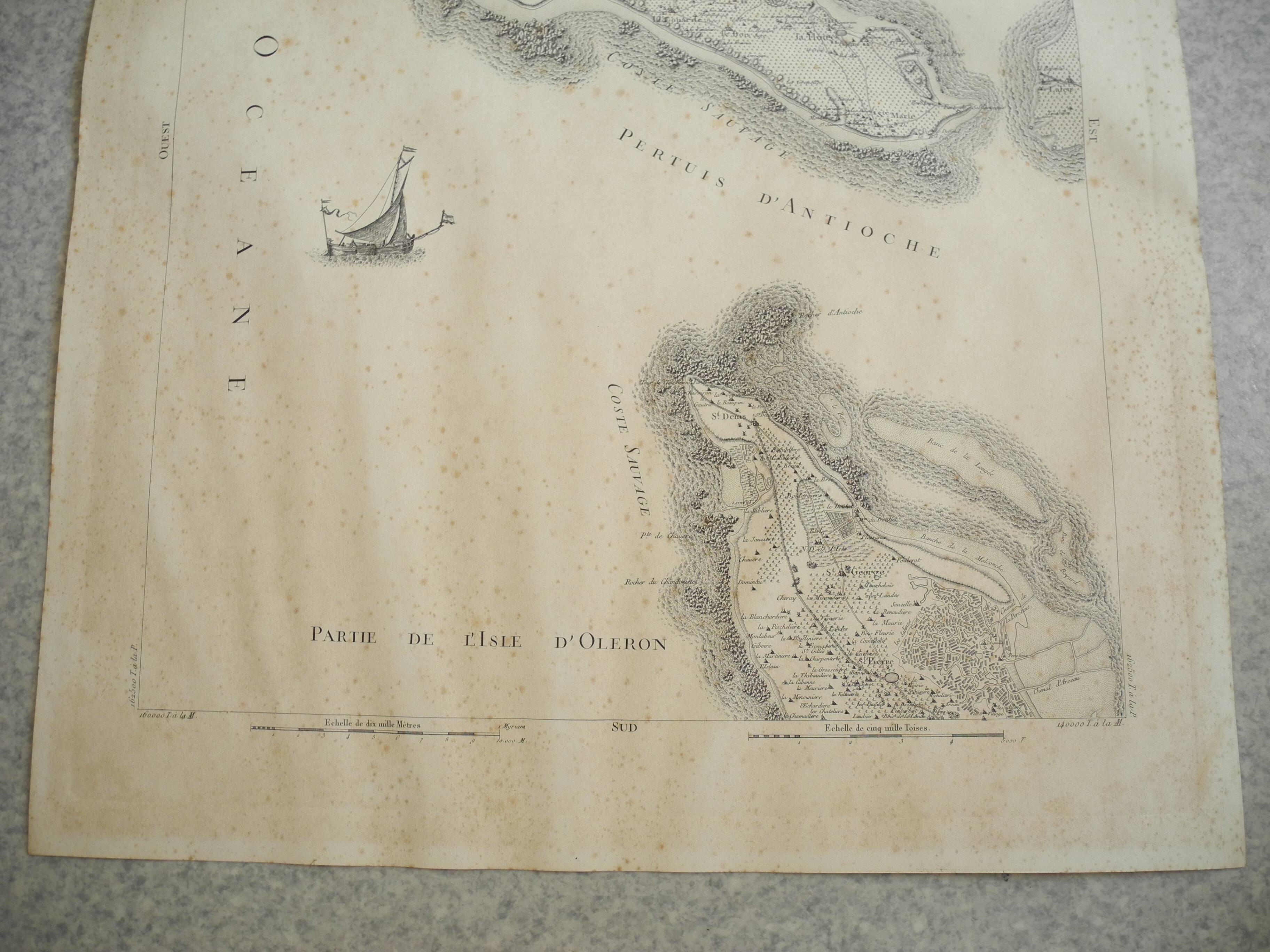 Ancienne carte île ré estampe gravure lithographie old map engraving ...