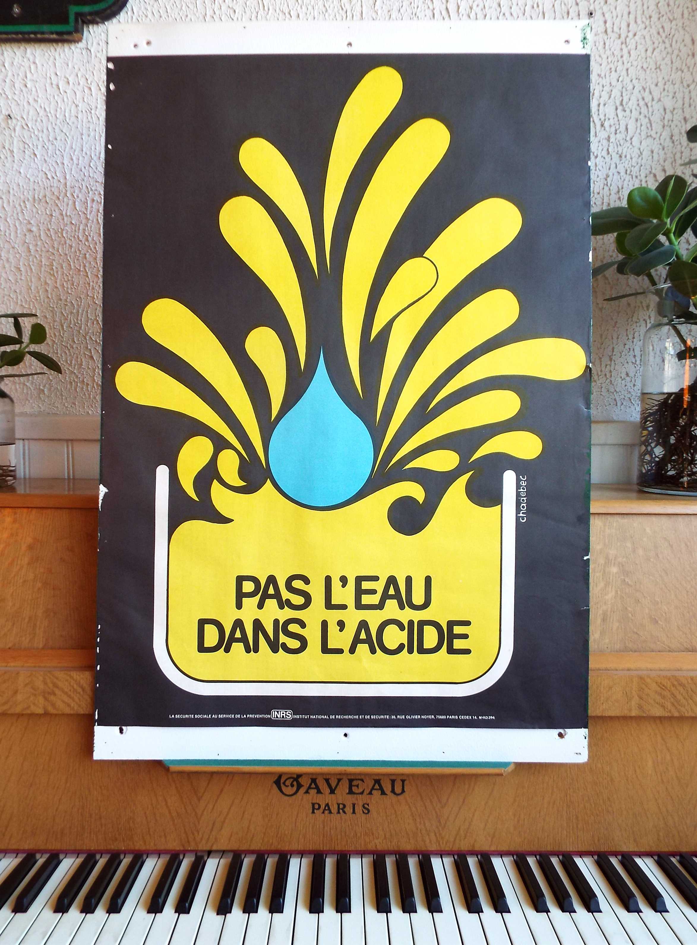 Affiche "pas d'eau dans l'acide"- chadebec | Selency