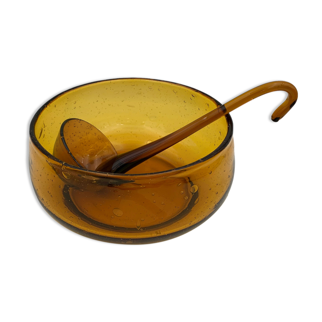 Service à punch verre bullé soufflé Biot 1970 | Selency