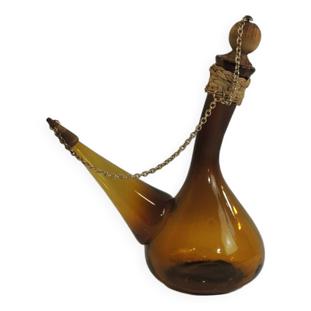Porron blown glass/decanter/carafe/pitcher/vintage/Spanish bottle | Selency