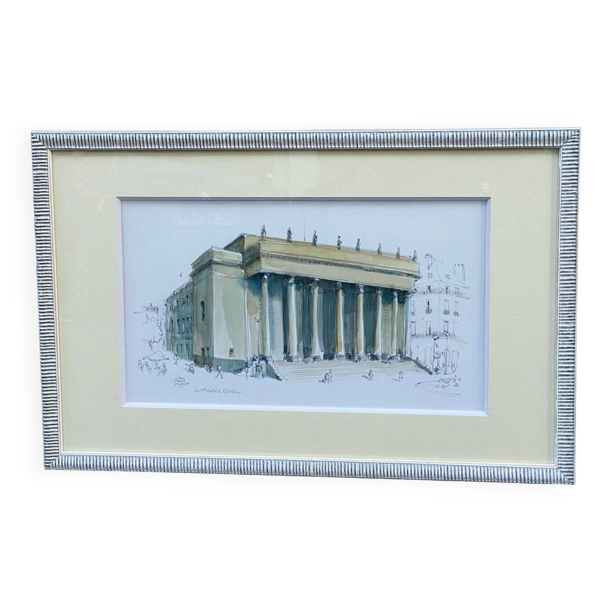 Lithographie par Jean-Marie Drouet Le Théâtre Graslin Nantes XXe | Selency