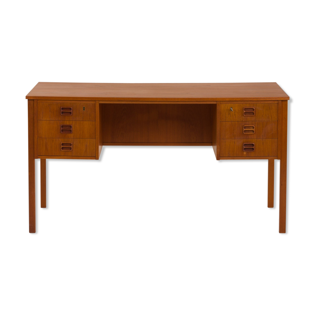 Bureau danois à double face avec six tiroirs années 1960 | Selency
