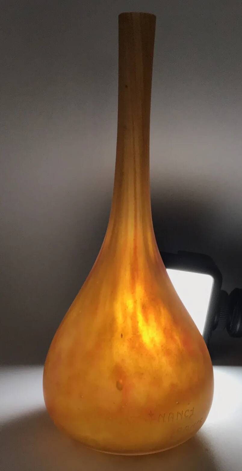 Vase soliflore daum nancy france en pâte de verre marbrée 20 cm | Selency