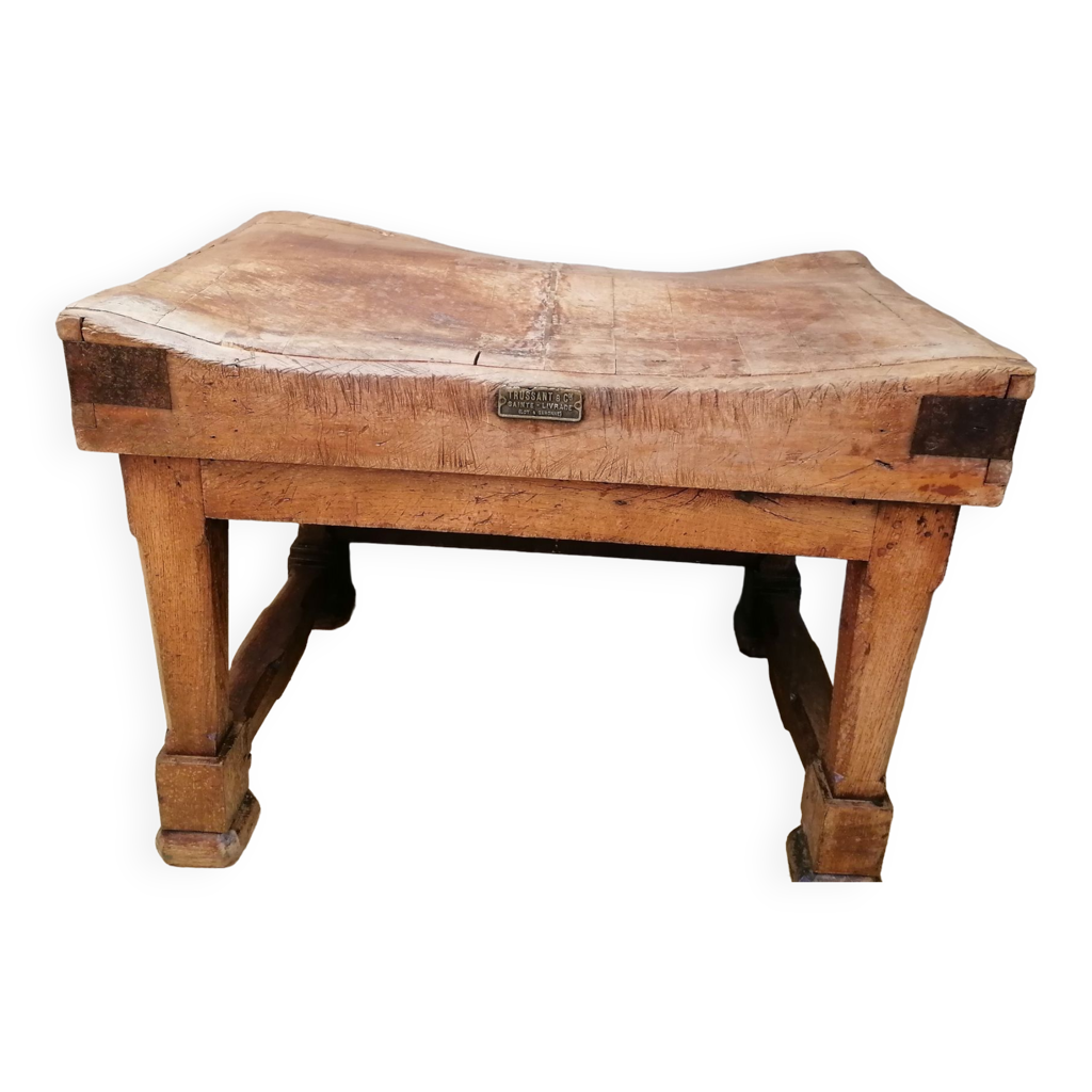 Ancien table billot de boucher trussant & cie, 1960 | Selency