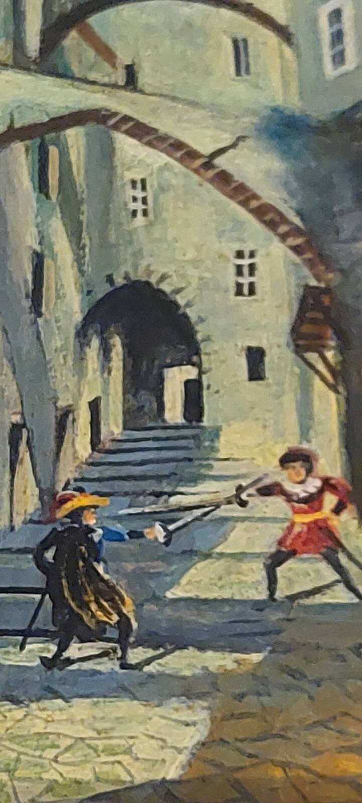 Petit tableau ancien huile sur panneau signé E. Guidi, cadre | Selency