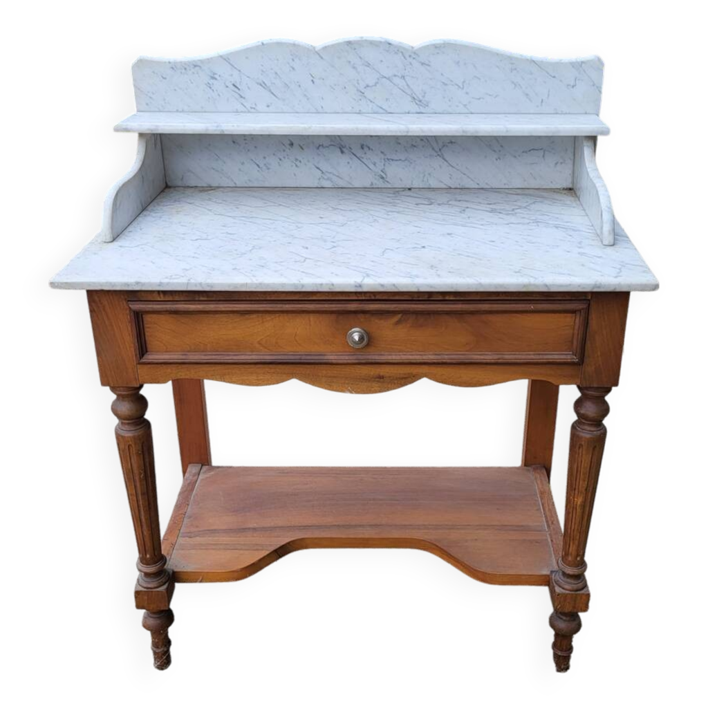 Coiffeuse, console vintage en marbre blanc | Selency