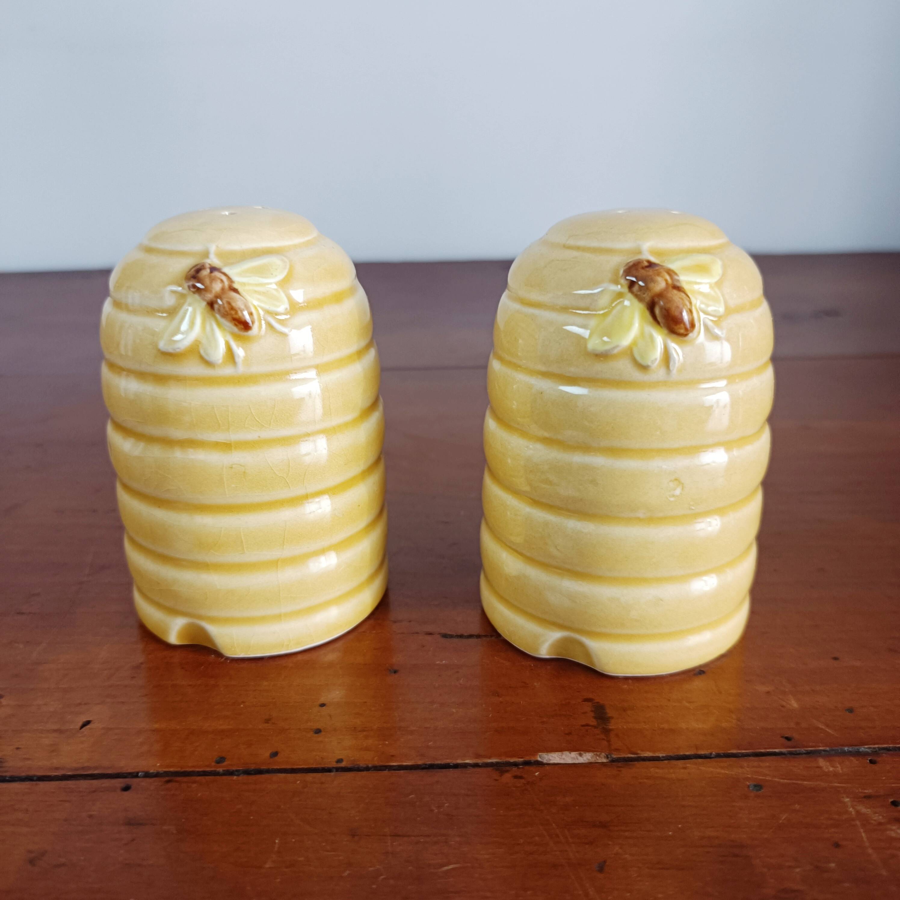 Duo sel / poivre, décor ruche et abeille | Selency