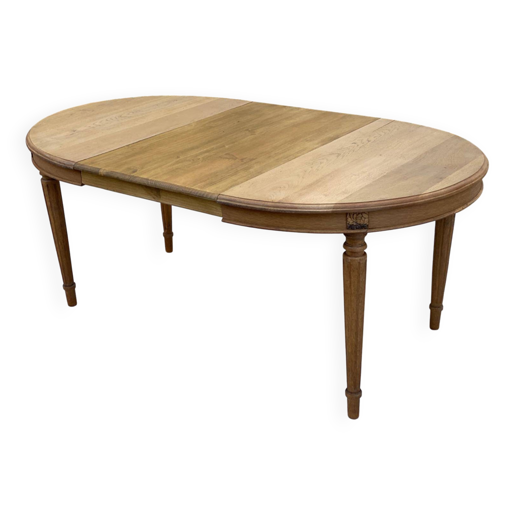 Table ronde extensible ovale en chêne massif art déco | Selency