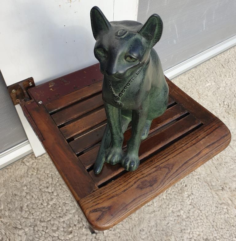 Strapontin bois métro parisien Sprague 1920 avec plaque | Selency