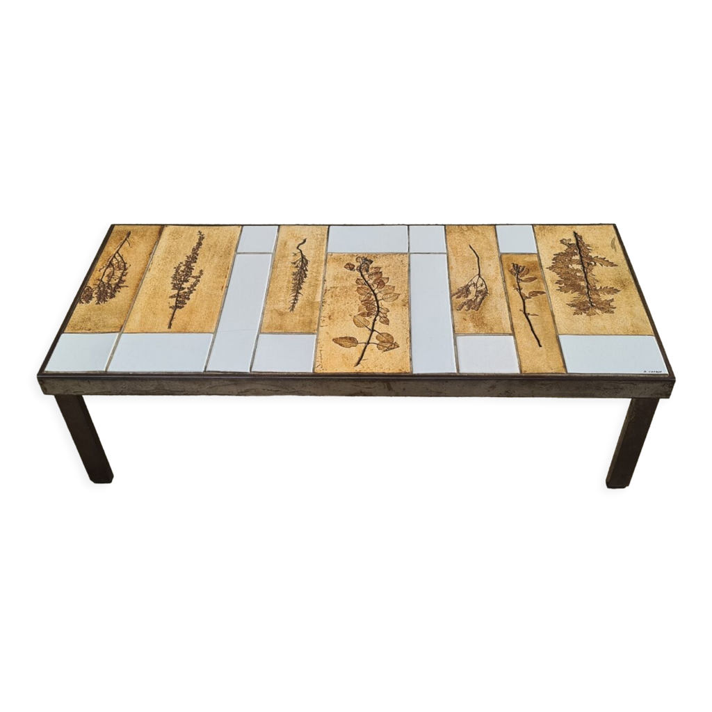 Table basse Roger Capron herbiers vintage céramique | Selency