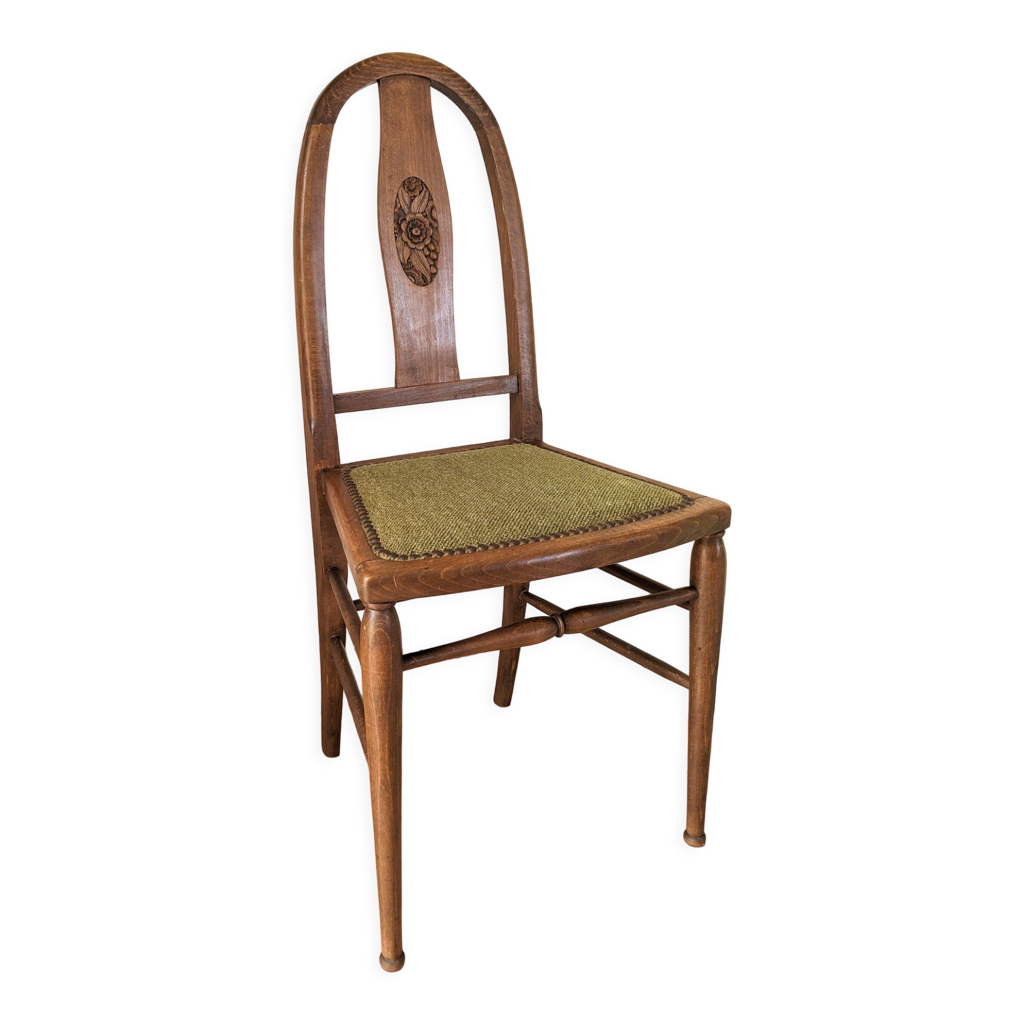 Chaise art déco en velours vert | Selency