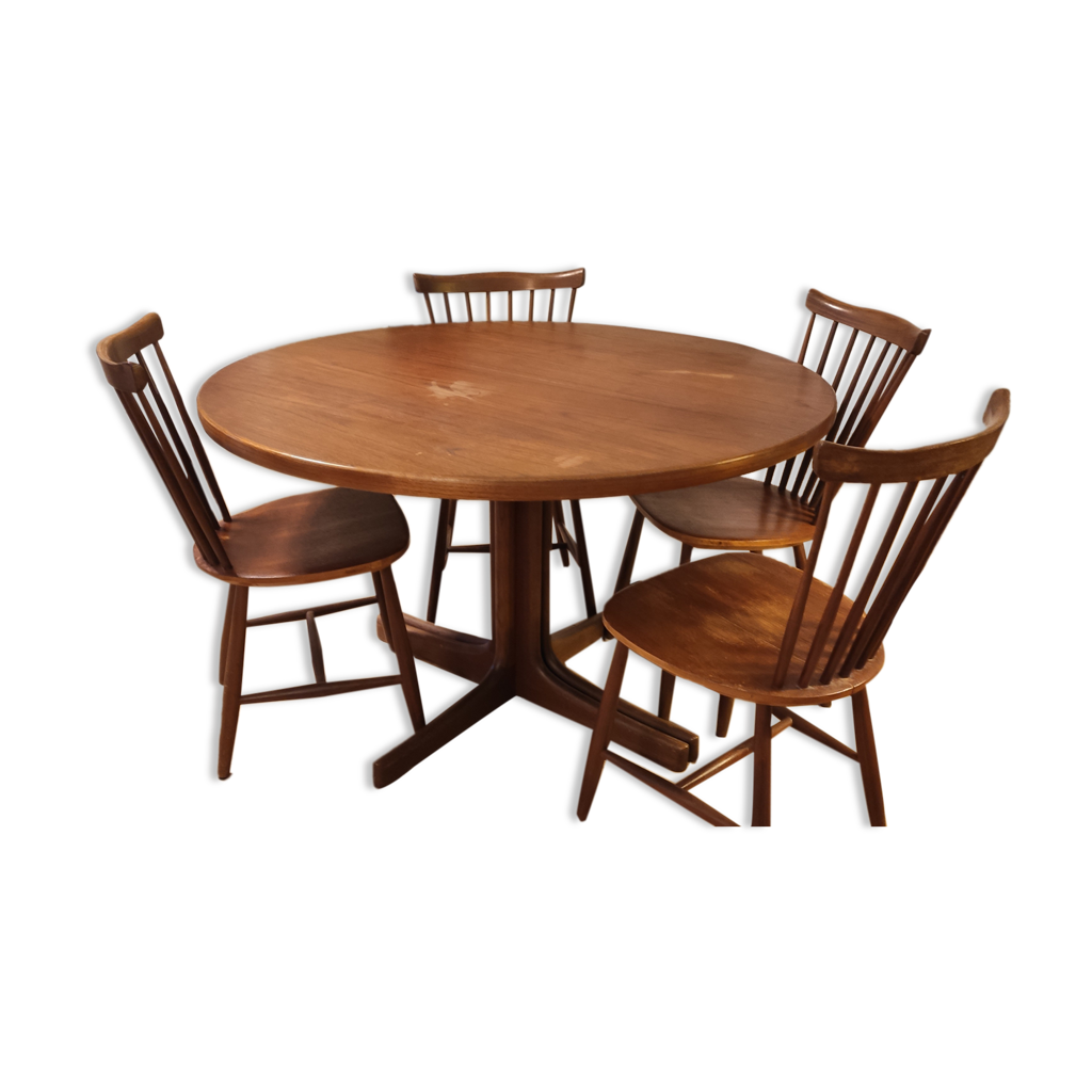 Table ronde scandinave et ses 6 chaises | Selency