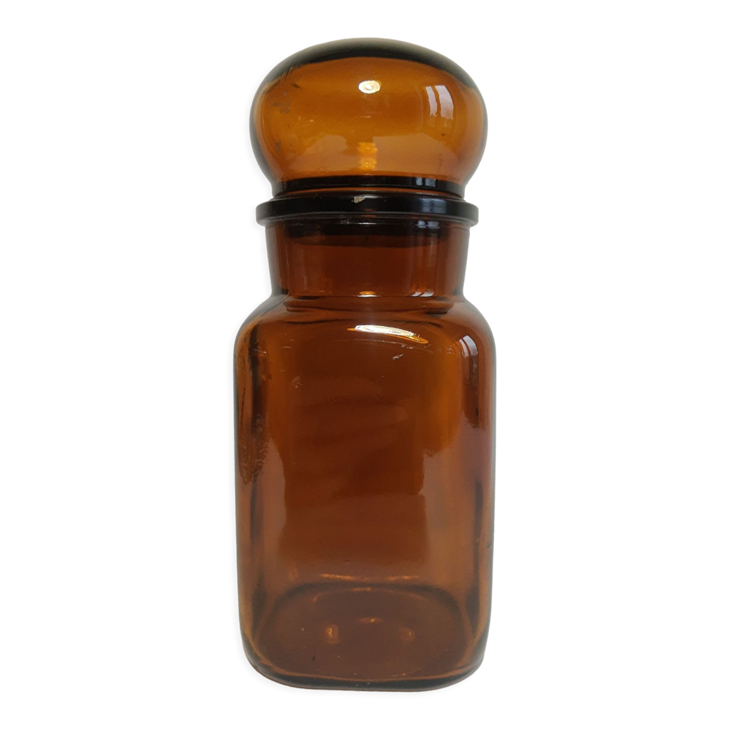 Bocal Pot Apothicaire Verre Ambré Vintage Selency