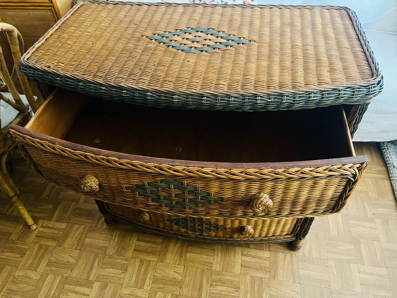 Commode en osier rotin vintage | Selency