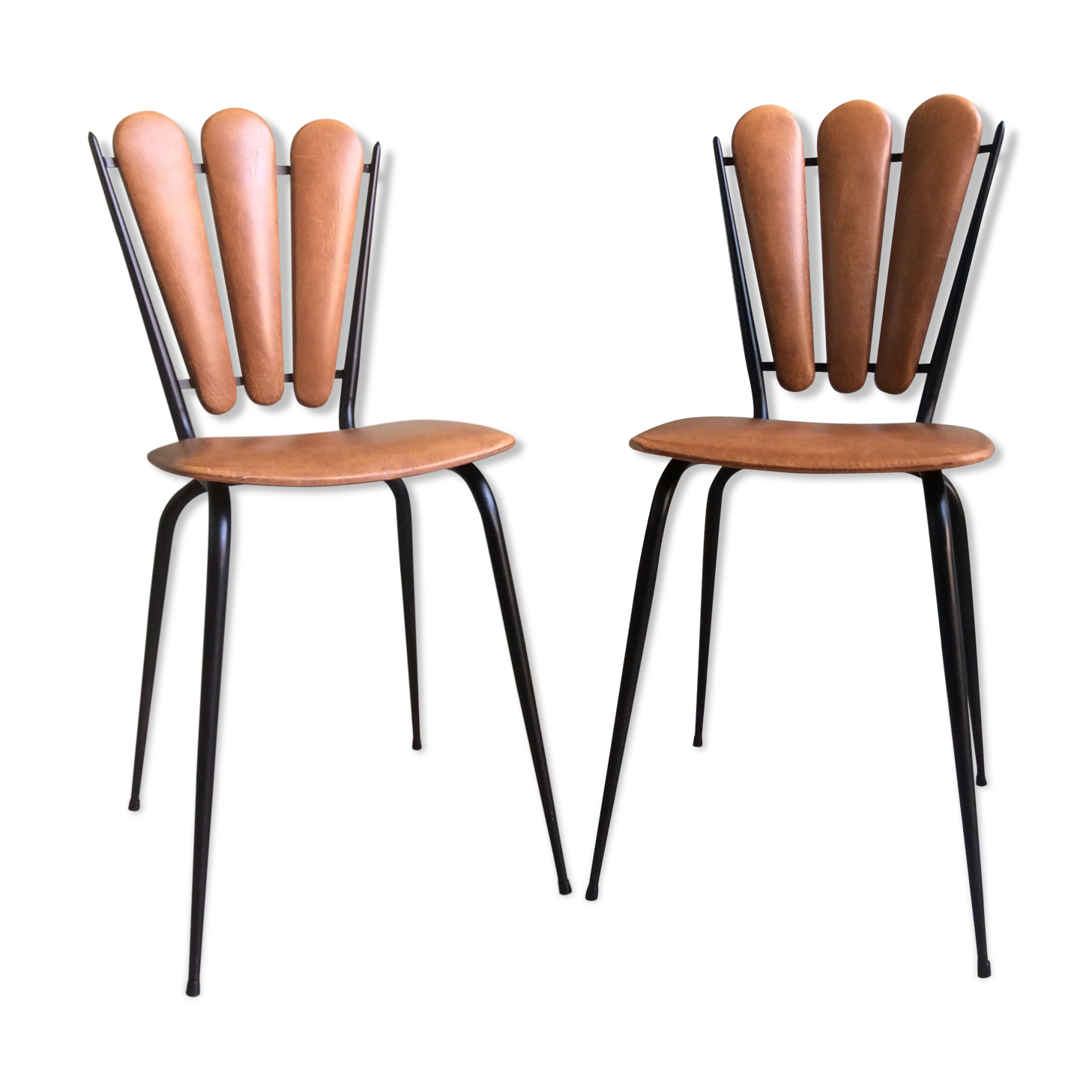 Lot de 2 chaises vintage skaï et métal Tubmenager | Selency