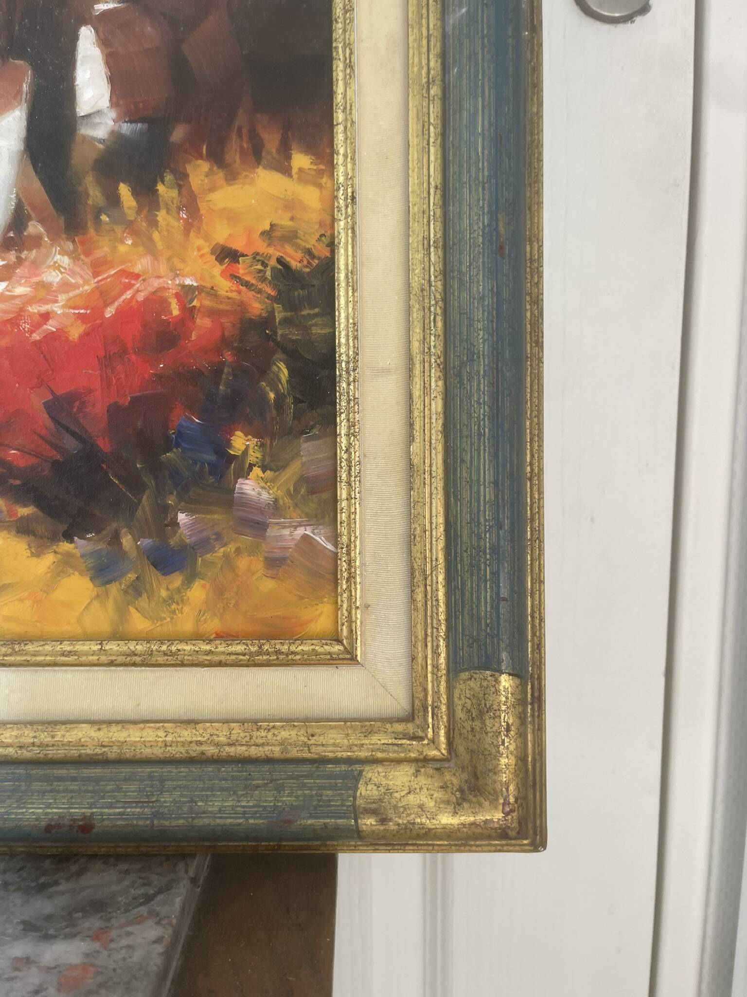 Ancien Tableau Peinture Huile Toile Paysage Paysan Travail Provence ...