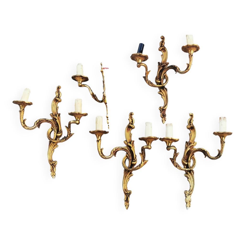 5 appliques vintage néo classique en bronze françaises | Selency