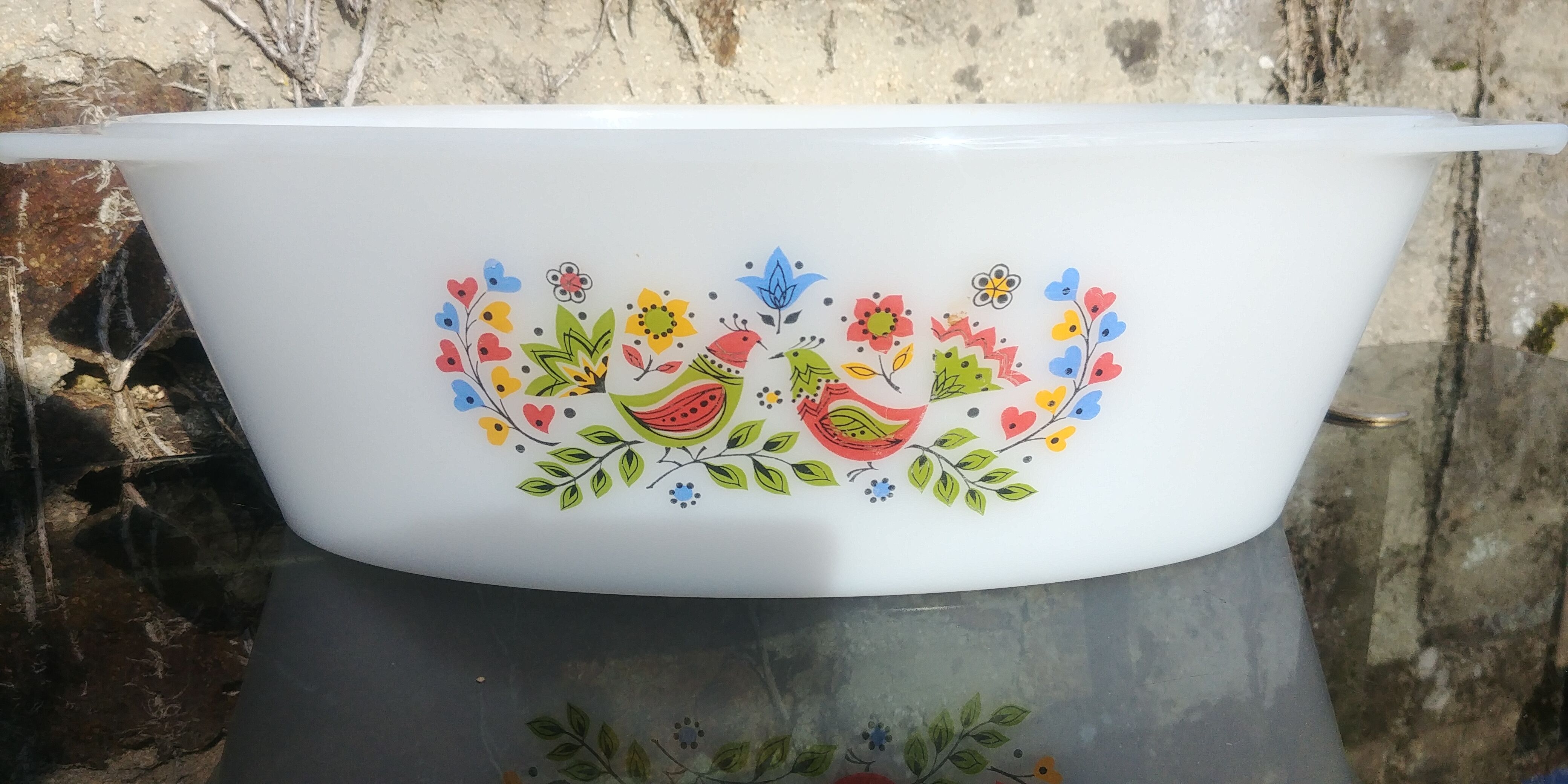 Plat Arcopal Vintage modèle les oiseaux du paradis années 70 | Selency