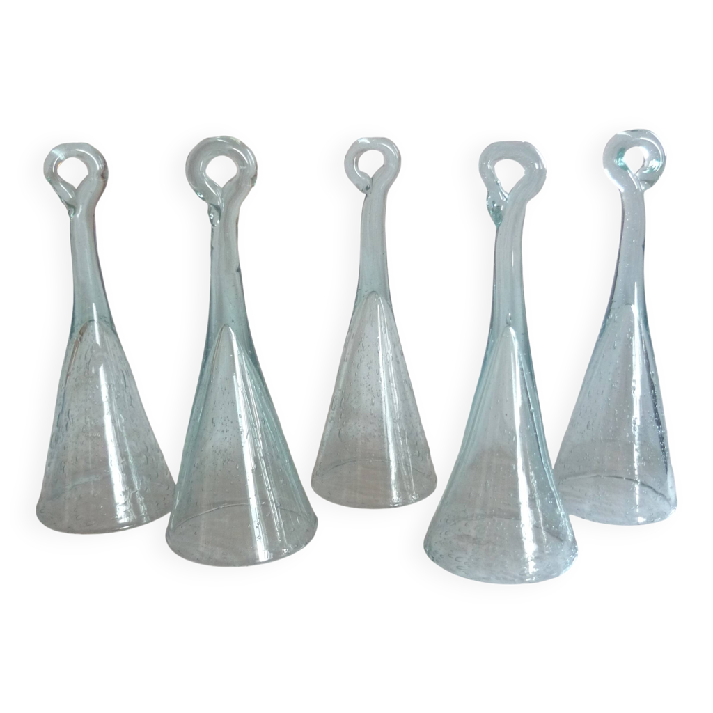 5 coupes a champagne verrerie bullee de biot st.tropez/ b.b /60's deco ...