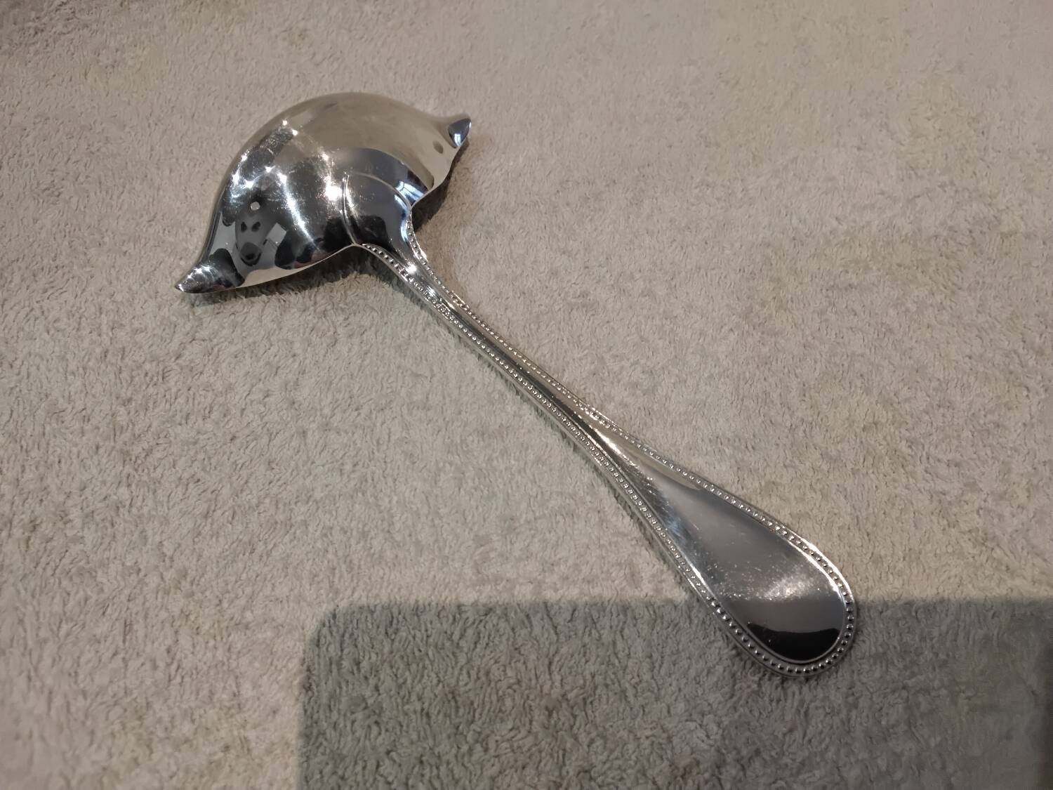 Louche gras maigre métal argenté orfèvre Christofle modèle perles | Selency