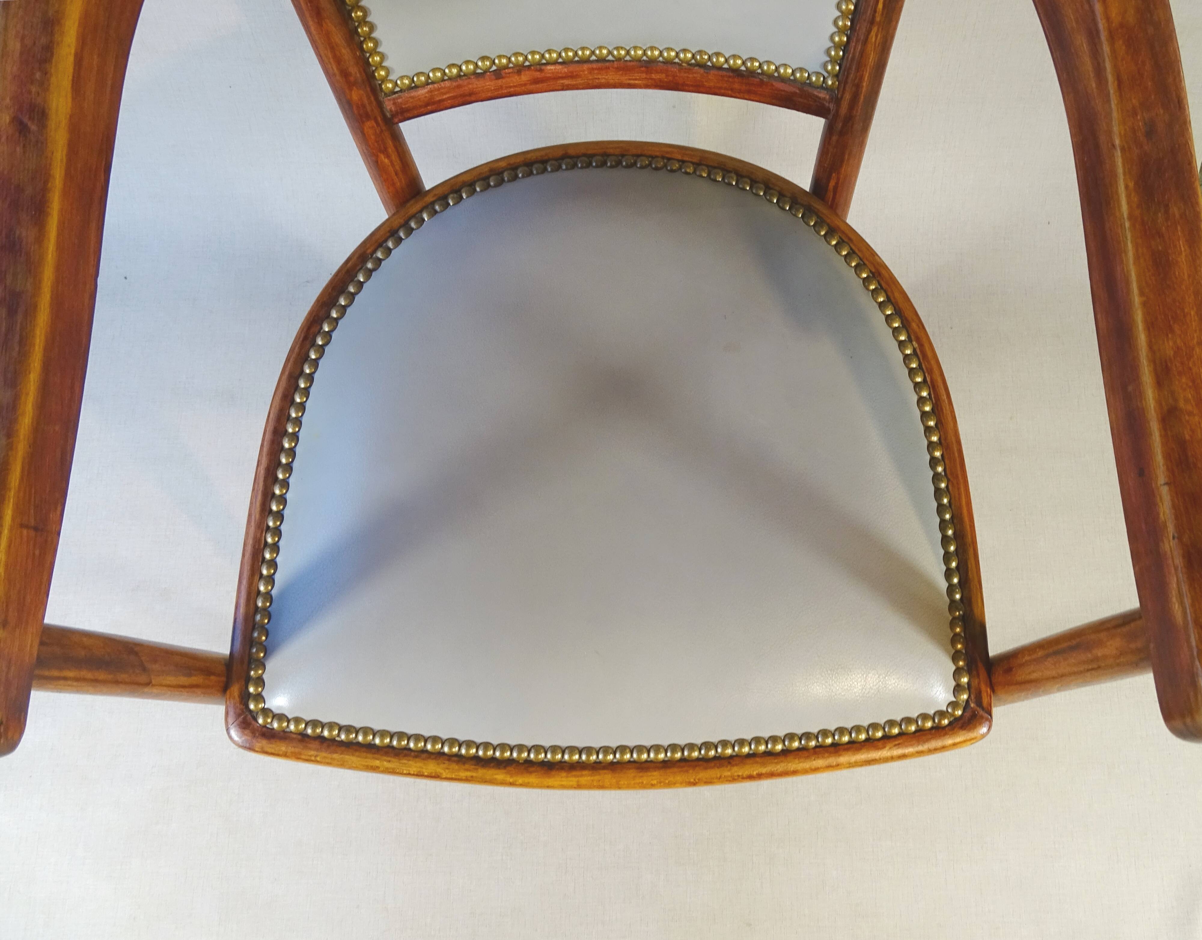 Fauteuil cuir Fischel , Art déco N°60E - 1926 - No Thonet | Selency