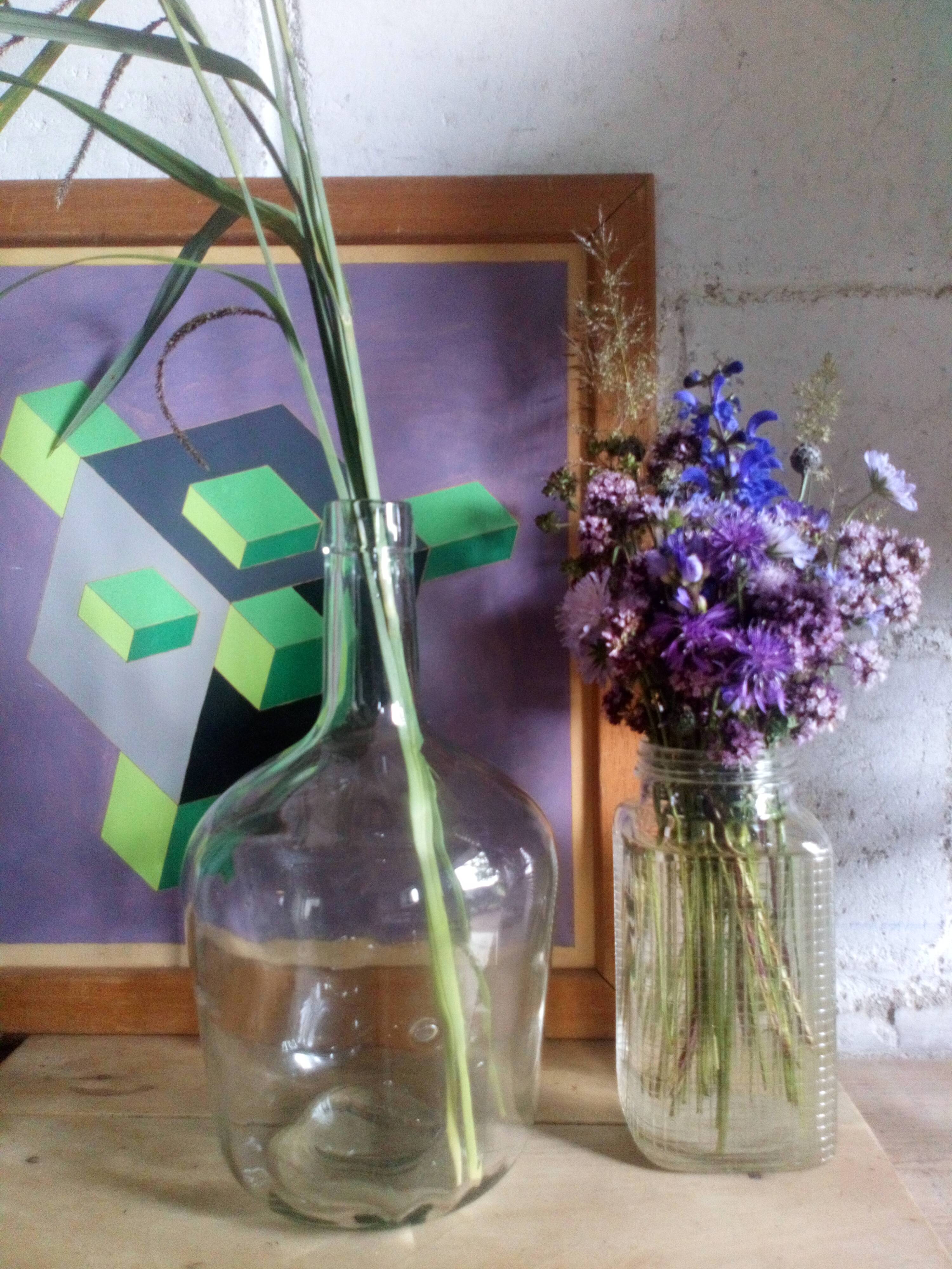 Dame-jeanne de forme allongée en verre transparent | Selency