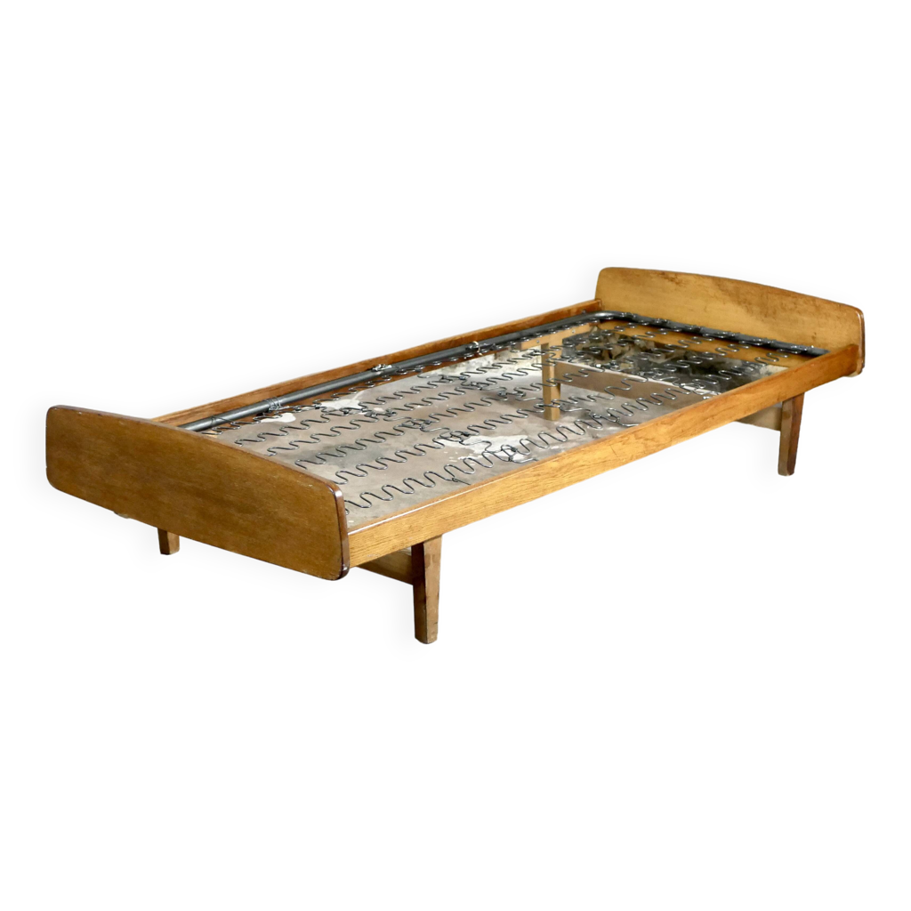 Daybed en chêne style Guariche, France, 1950 | Selency