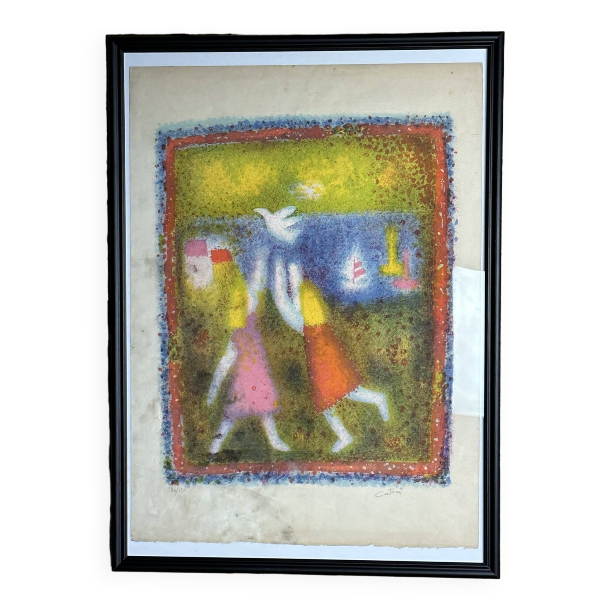 Lithographie les enfants et la colombe de catoni signée et numérotée ...