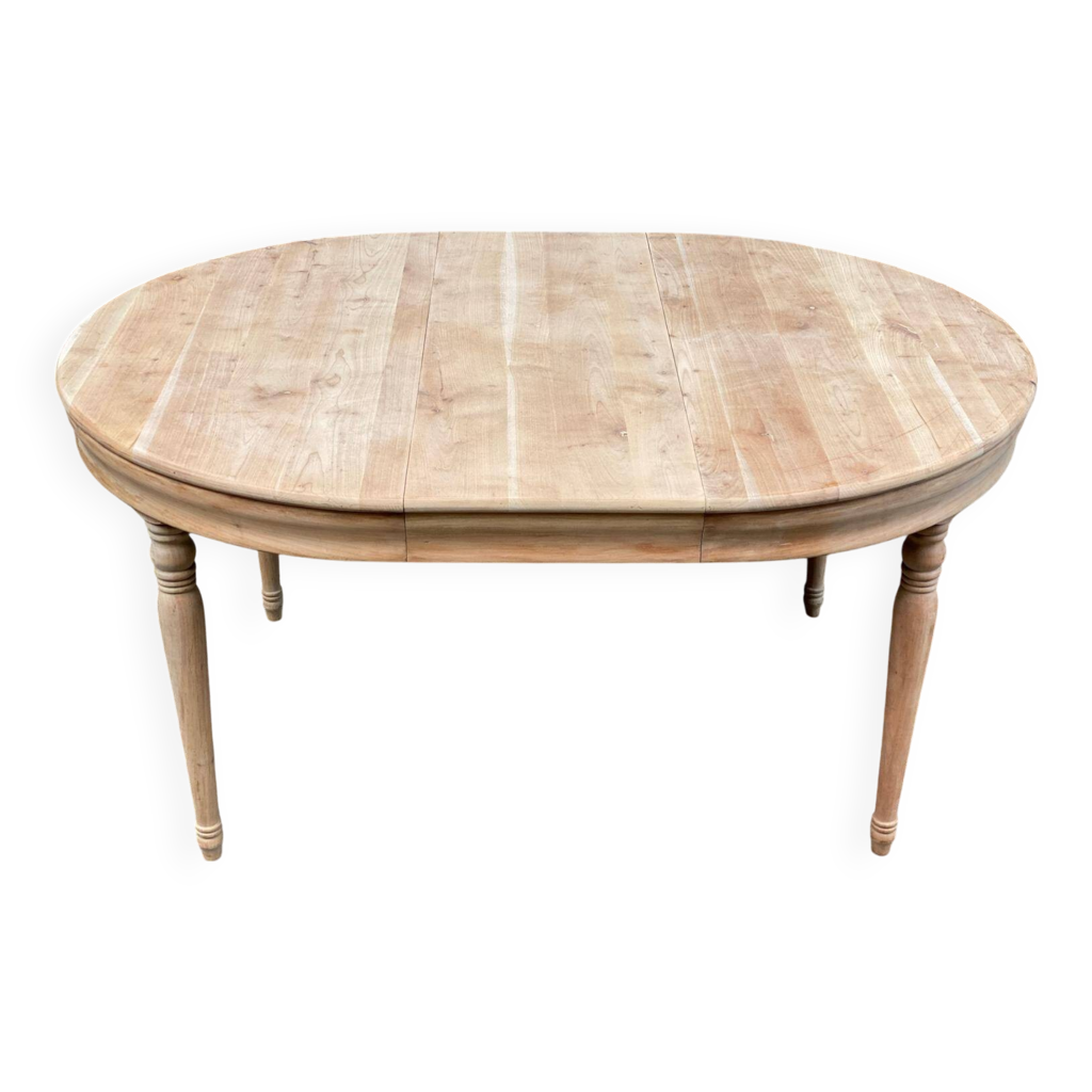 Table à manger art déco ronde ovale extensible rénovée en bois massif ...