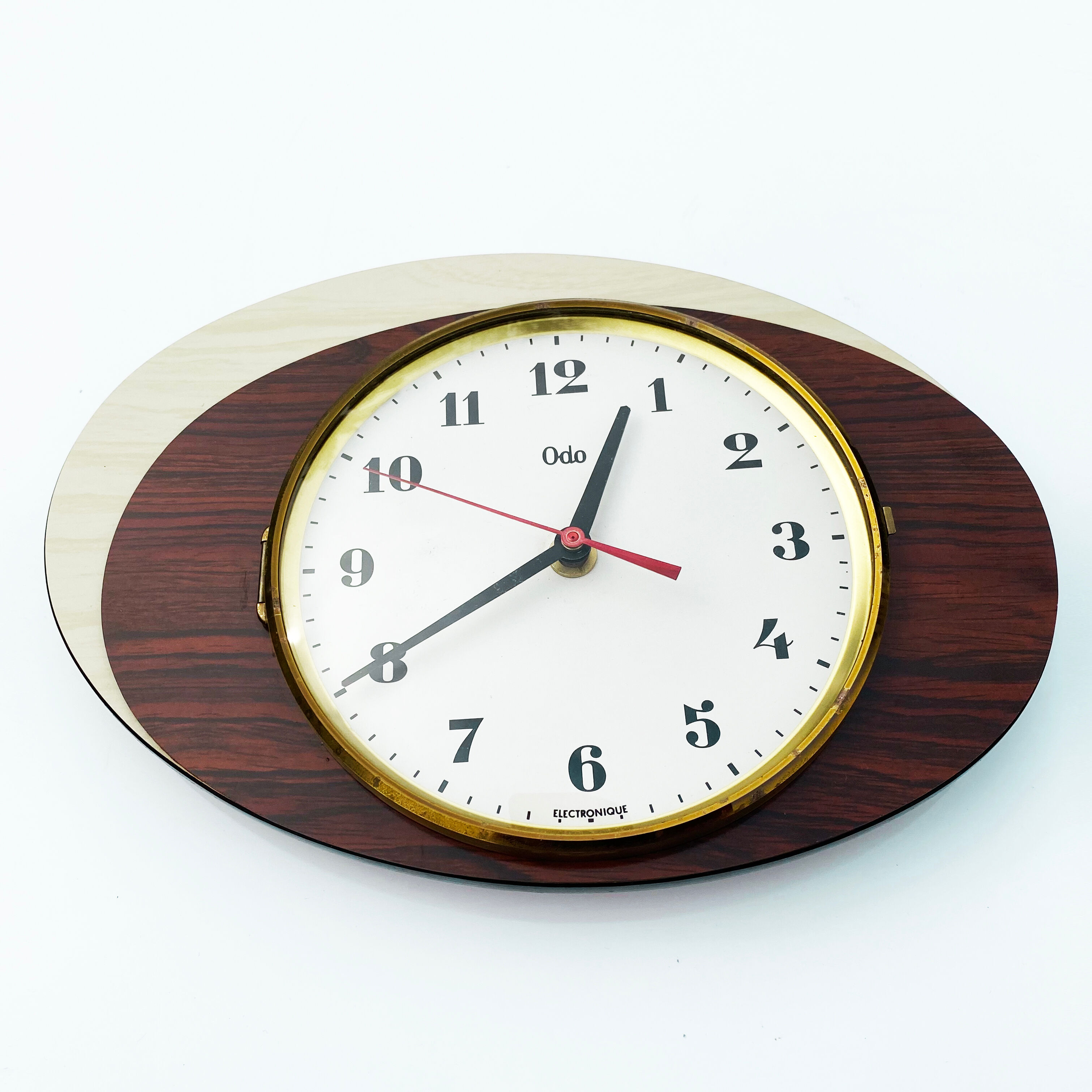 Horloge murale formica double ellipse France années 60 | Selency