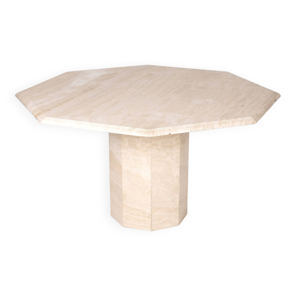 Table à manger octogonale en travertin | Selency