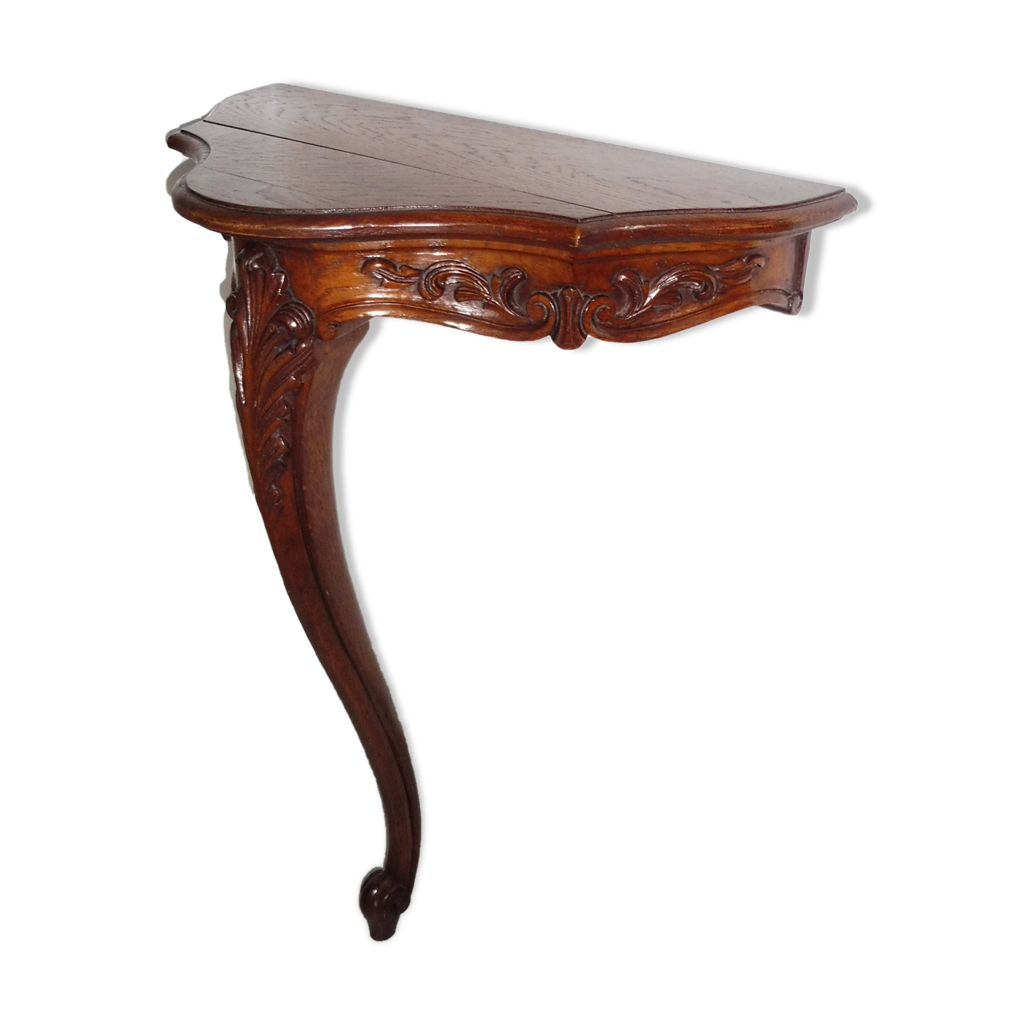 Console applique en chêne sculpte 83cm | Selency