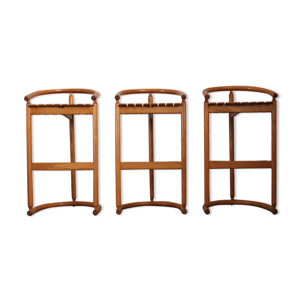 Ensemble de 3 tabourets de bar massifs en chêne par Allmilmö | Selency