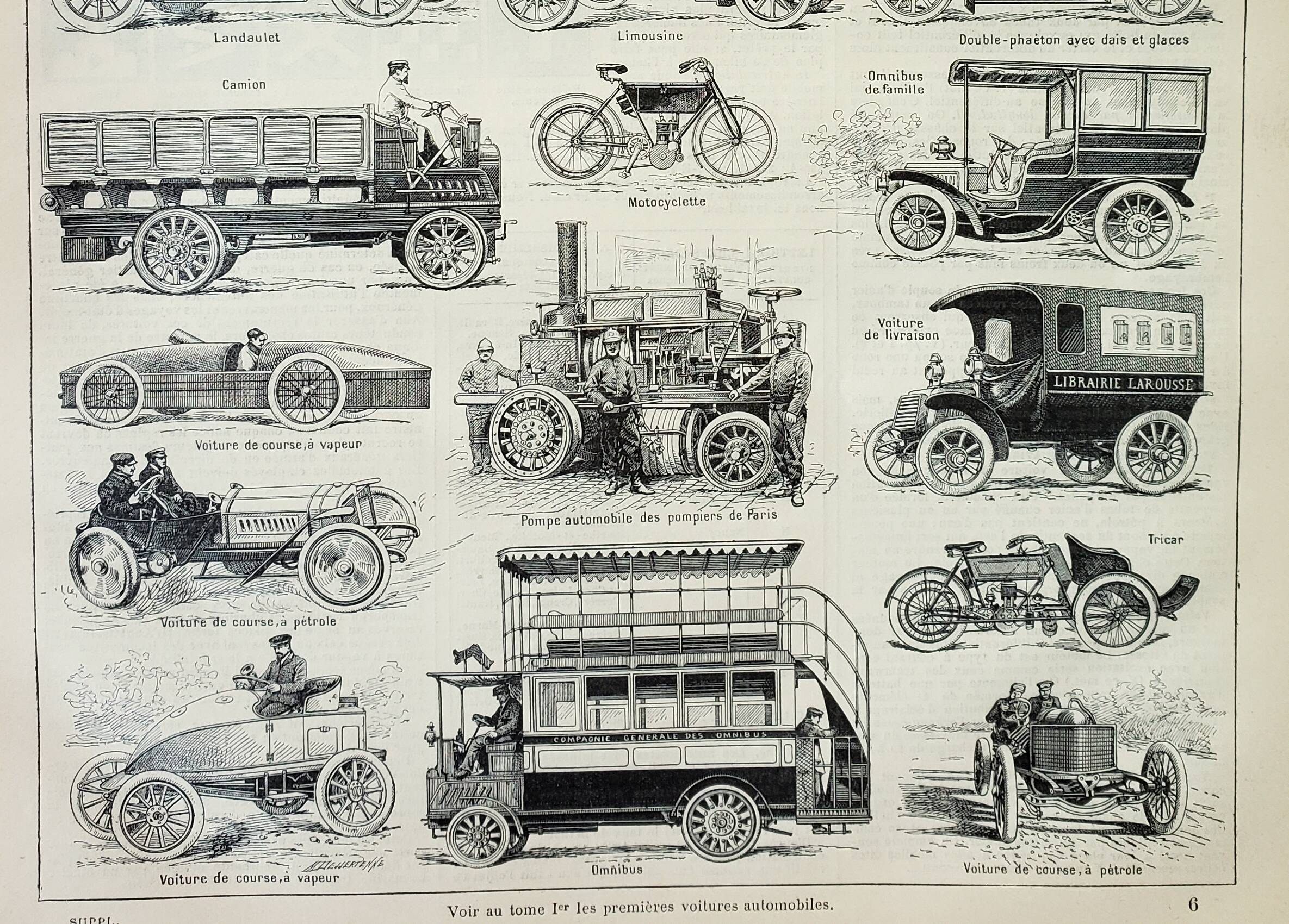 Gravure ancienne 1898, Automobile, voiture, car, véhicule ...