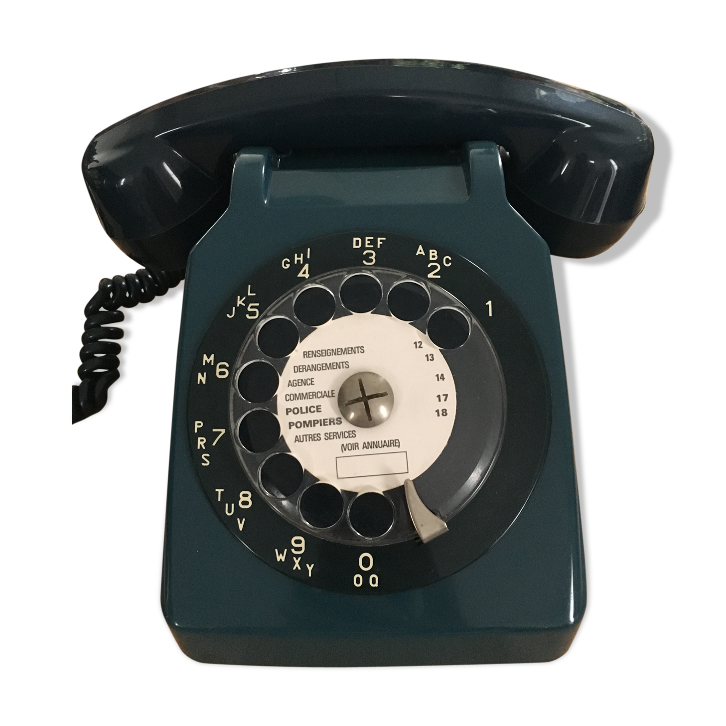 Téléphone à cadran vintage Socotel S63 vert et bleu | Selency