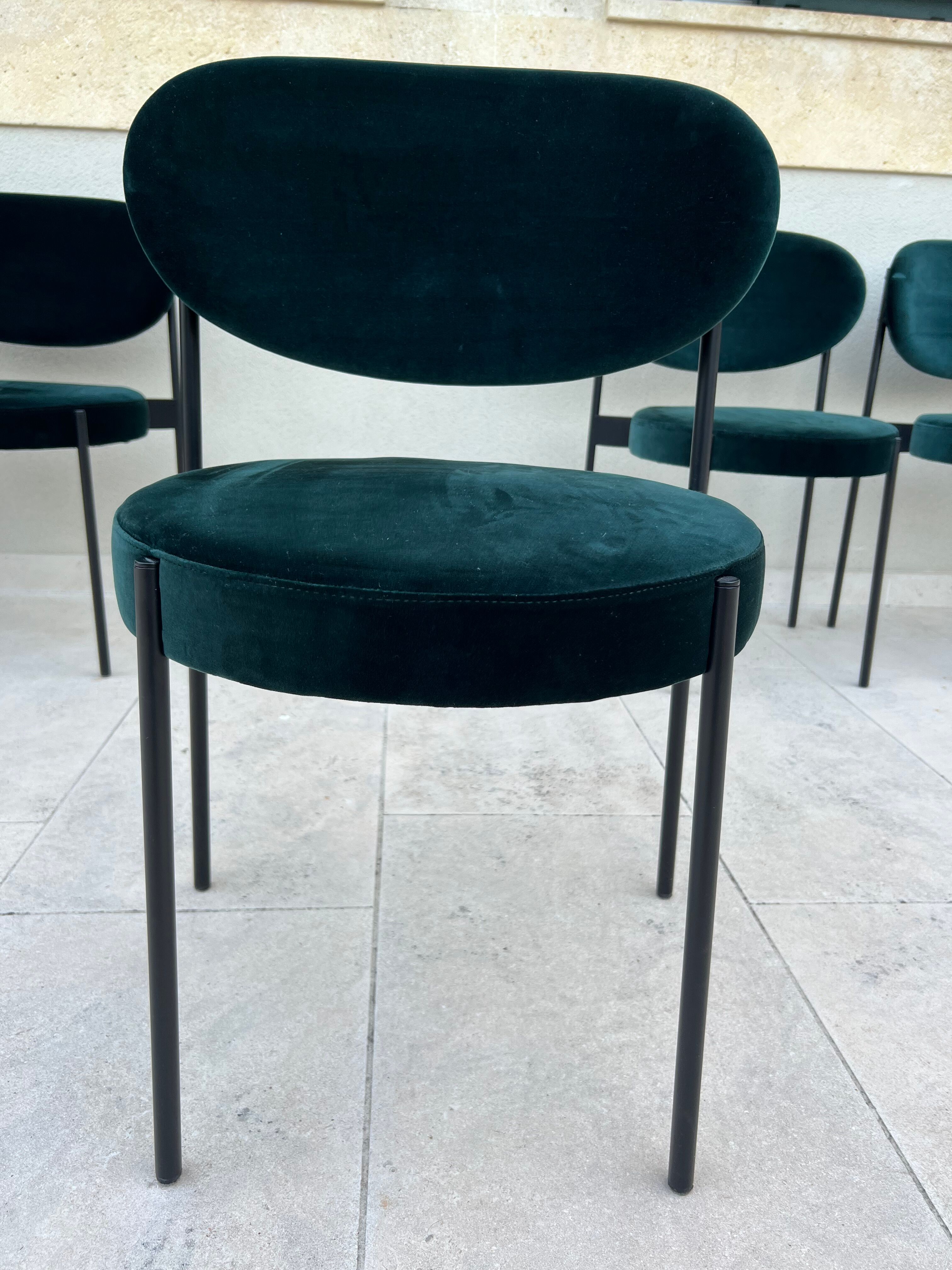 Verpan chair series 430, velvet harald 982 dark green, black frame ...