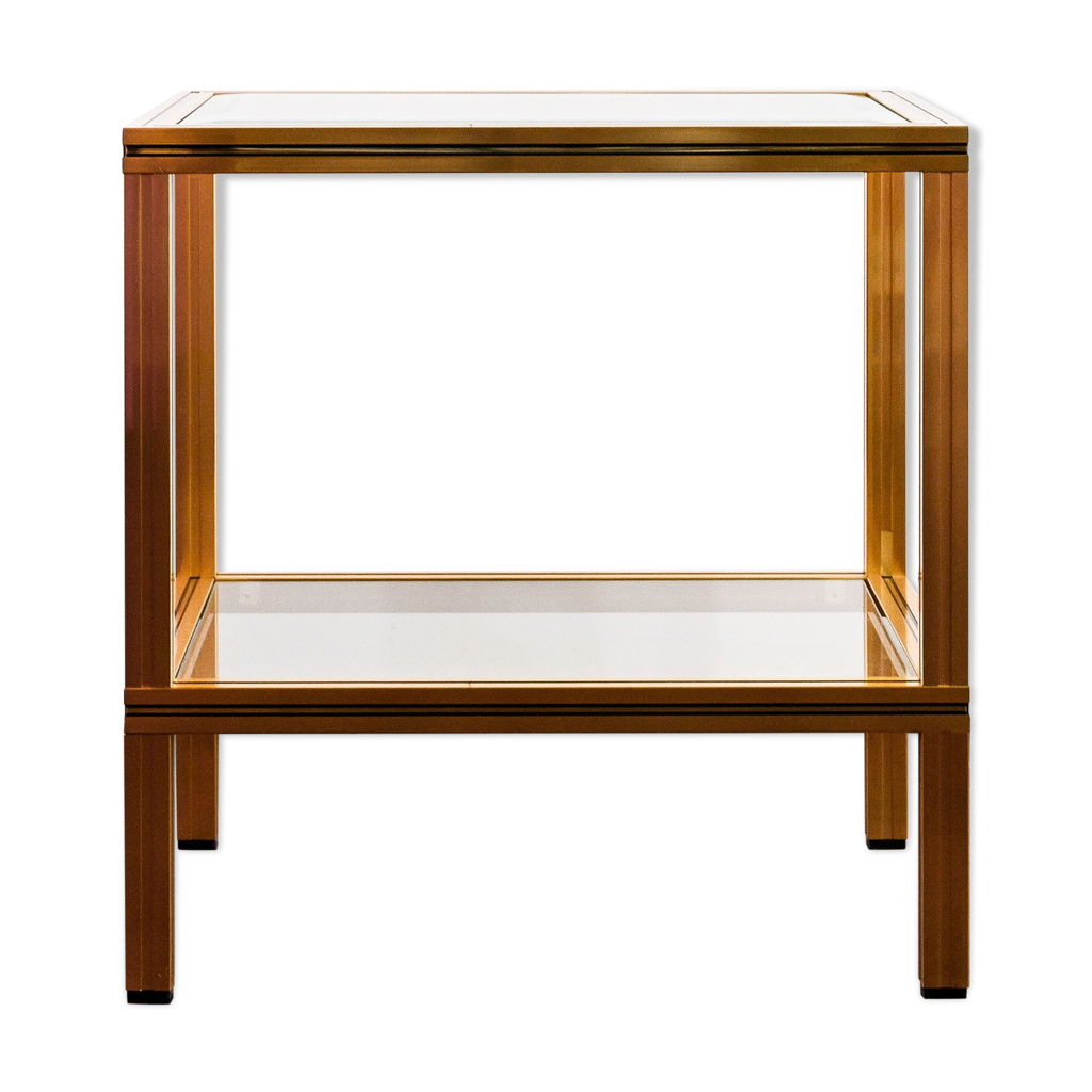 Table d’appoint Pierre Vandel en laiton doré et verre | Selency