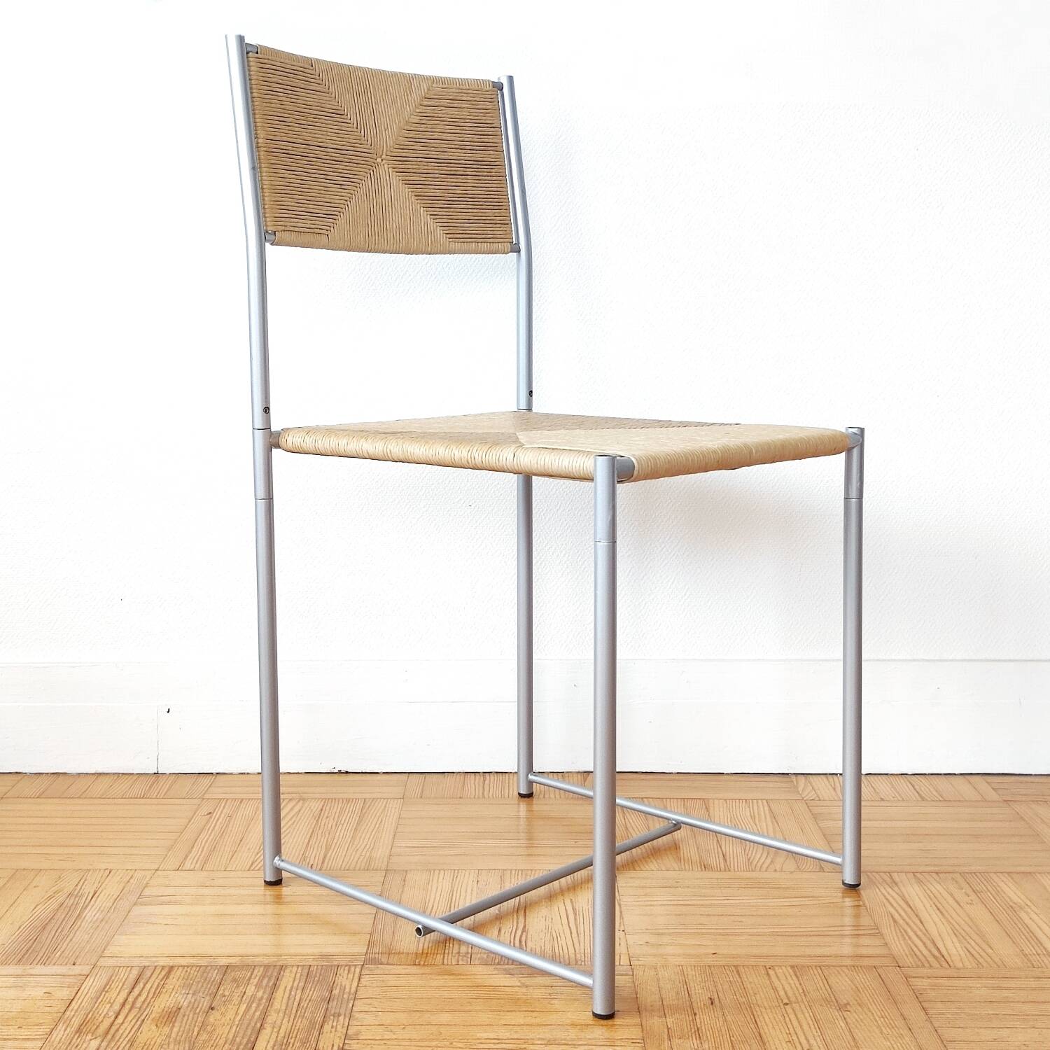 5 vintage Italian rope and metal chairs model Paludis by Giandomenico Belotti edition Alias ...