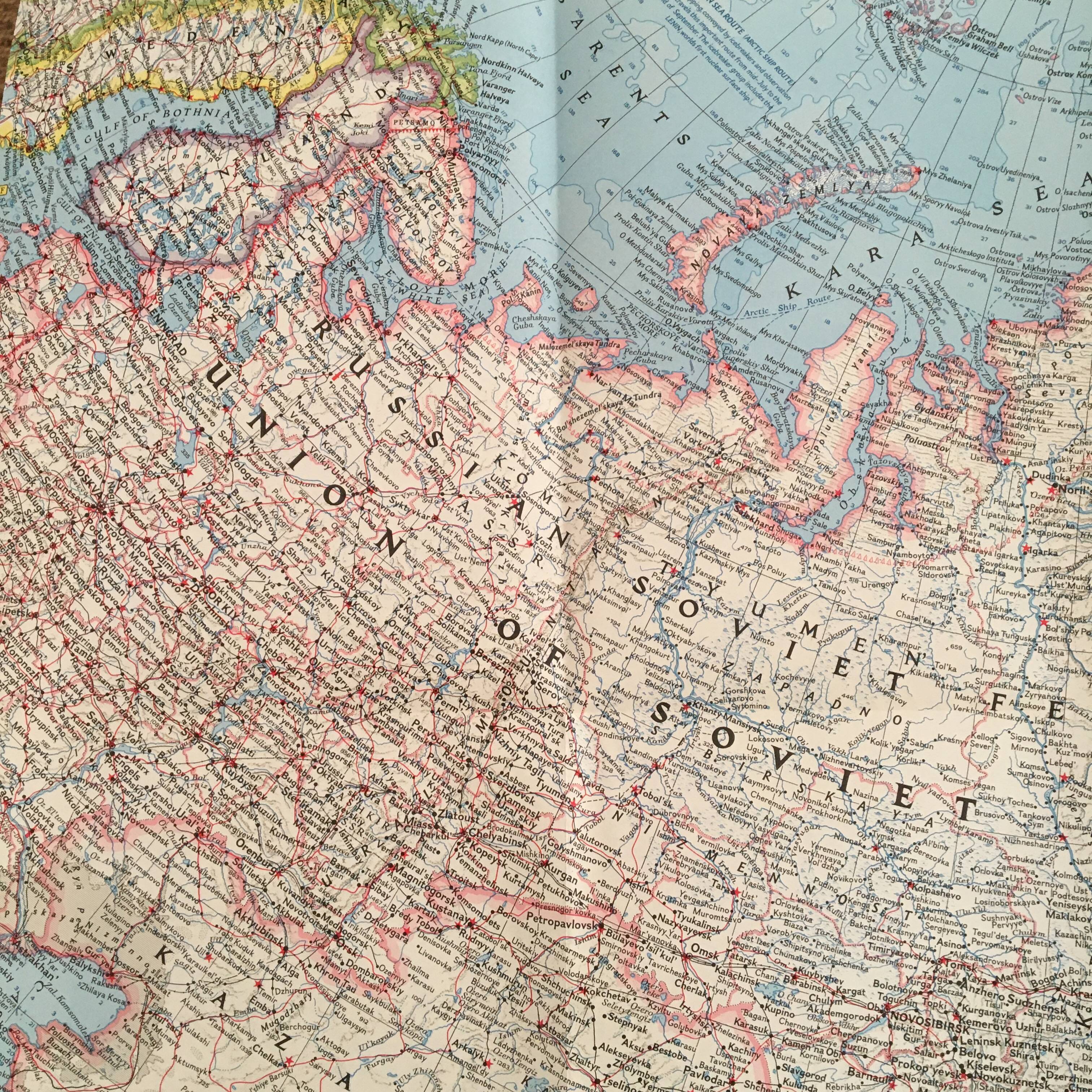 Carte URSS Eastern Soviet Union National Geographic 1967 | Selency