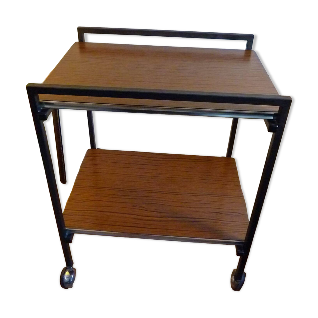 Desserte : 4 roues - 2 plateaux en formica - structure en métal | Selency