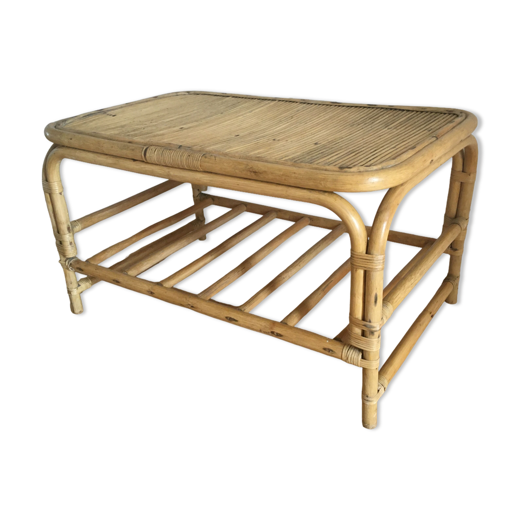 Table basse vintage en rotin | Selency