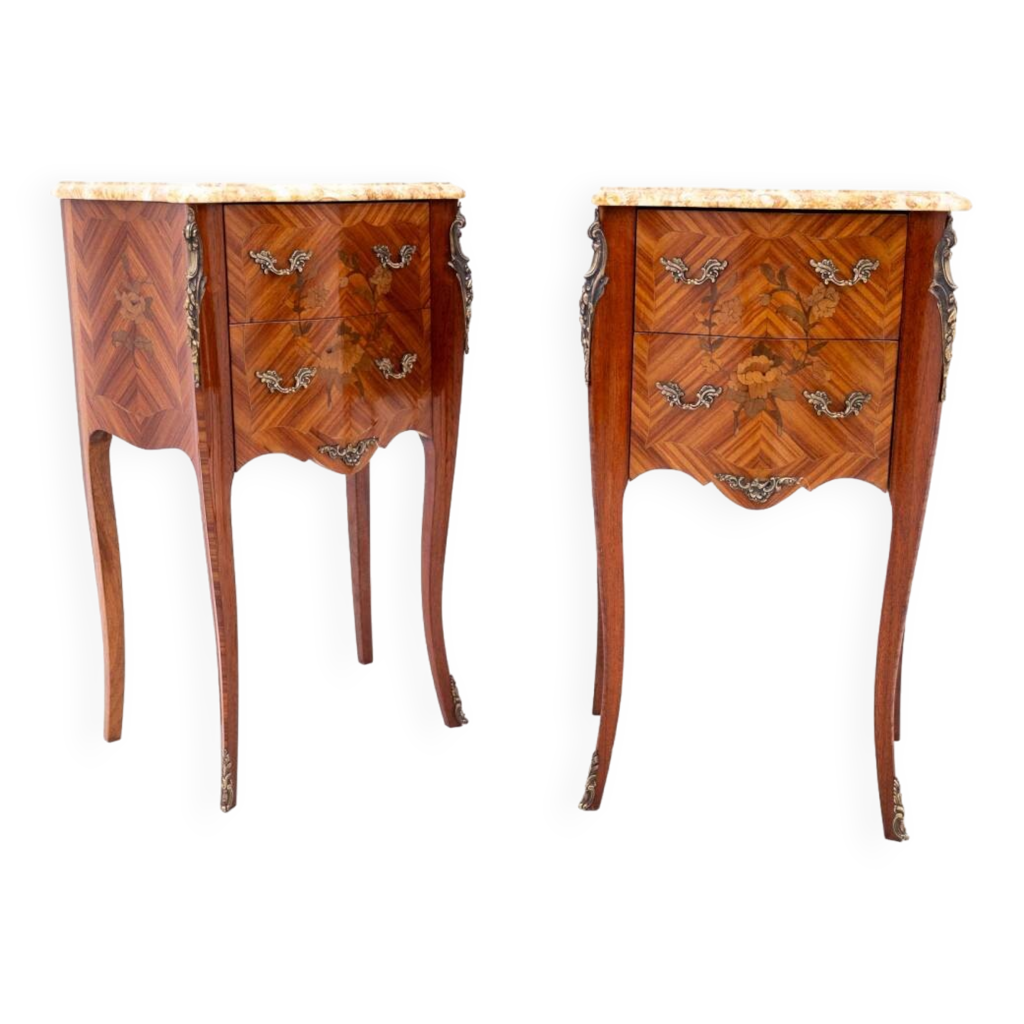 Tables de chevet anciennes à plateau en pierre, France, vers 1910 ...