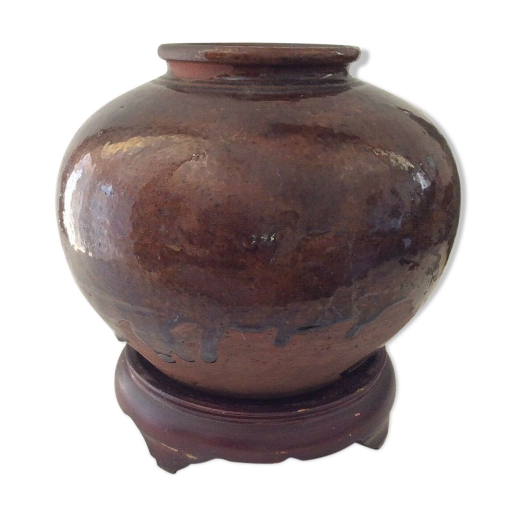 Chine jarre en grès vernissé brun-noir XVIIe siècle. china asie asia ...