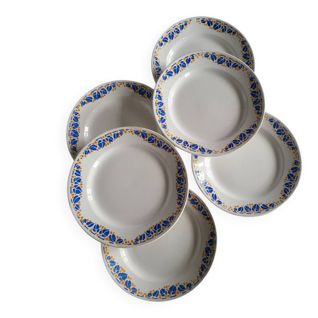 Ensemble de 6 Assiettes Plates HBCM France Service Colette | Selency